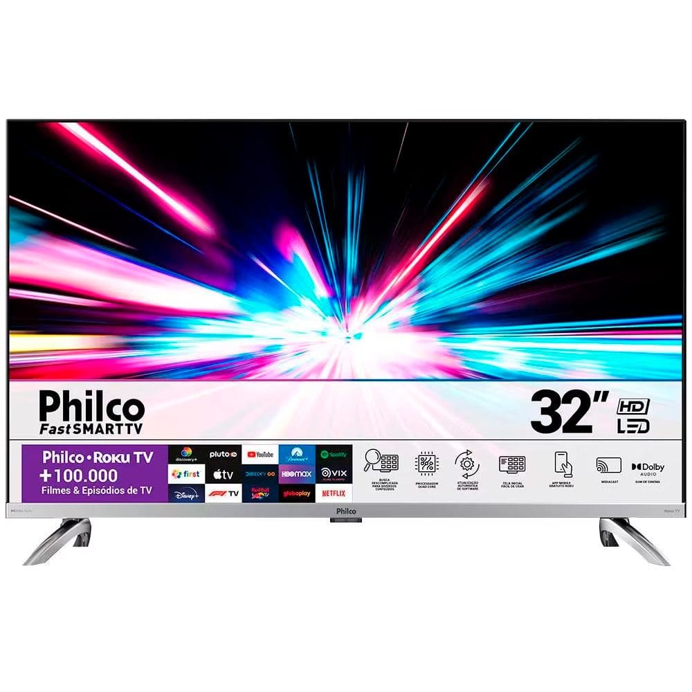 Smart TV LED 32" HD Philco PTV32G7PR2CSBLH Roku TV Dolby Audio Midia ...