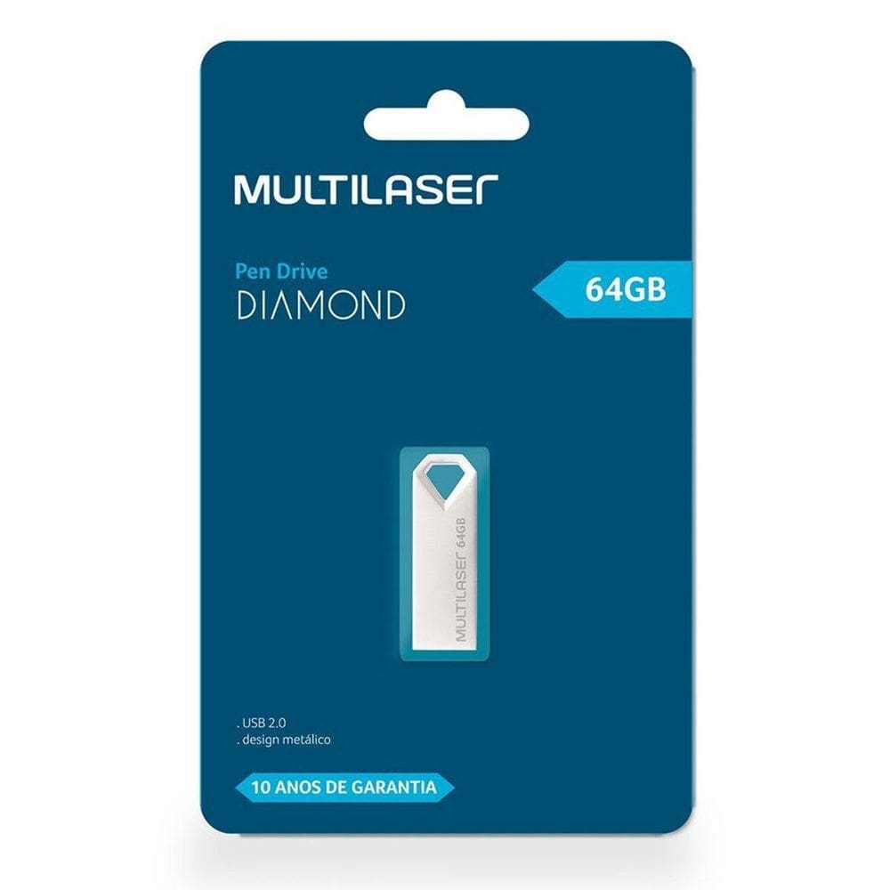 Pen drive Diamond 64GB USB 2.0 Metalico Multi PD852 Marca: Multilaser ...