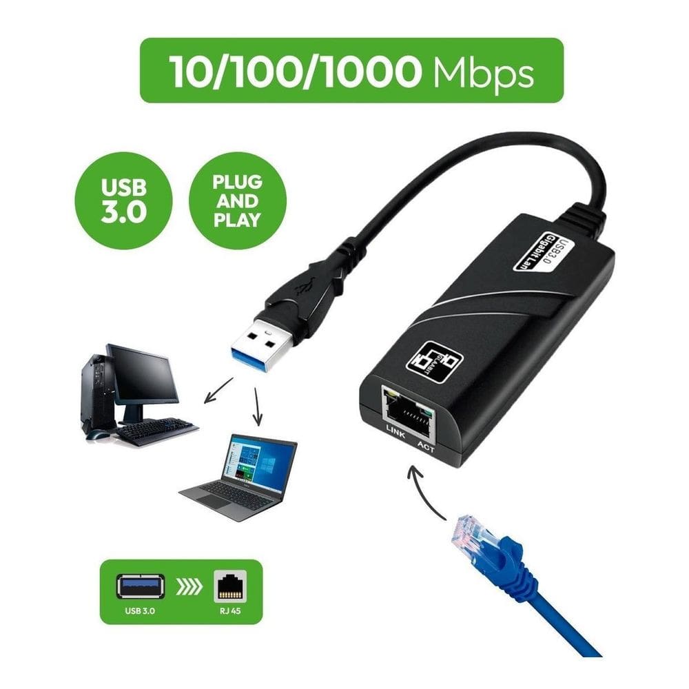 Adaptador De Rede Usb 3.0 Rj45 Gigabit 1000mbps Pc Notebook | Casas Bahia