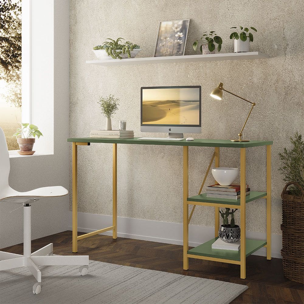 Mesa escrivaninha notebook office star 120cm com 2 prateleiras klm klm ...