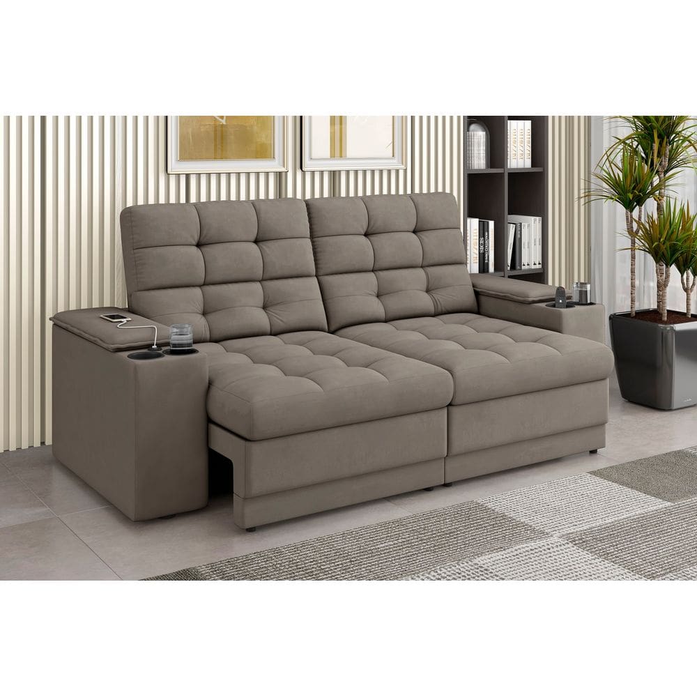 Sofa confort premium 1 70m assento retratil reclinavel porta copos e ...