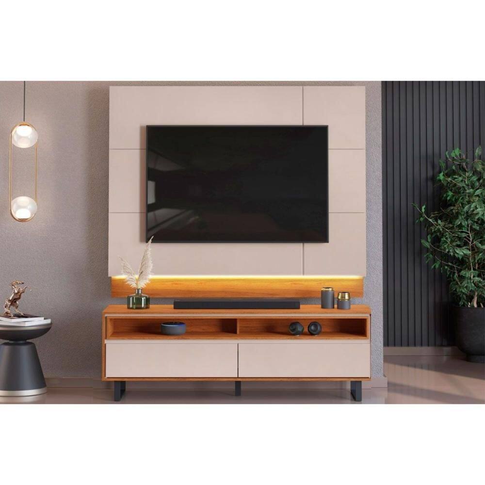 Rack com painel tv 65 polegadas com espelho e led | Casas Bahia