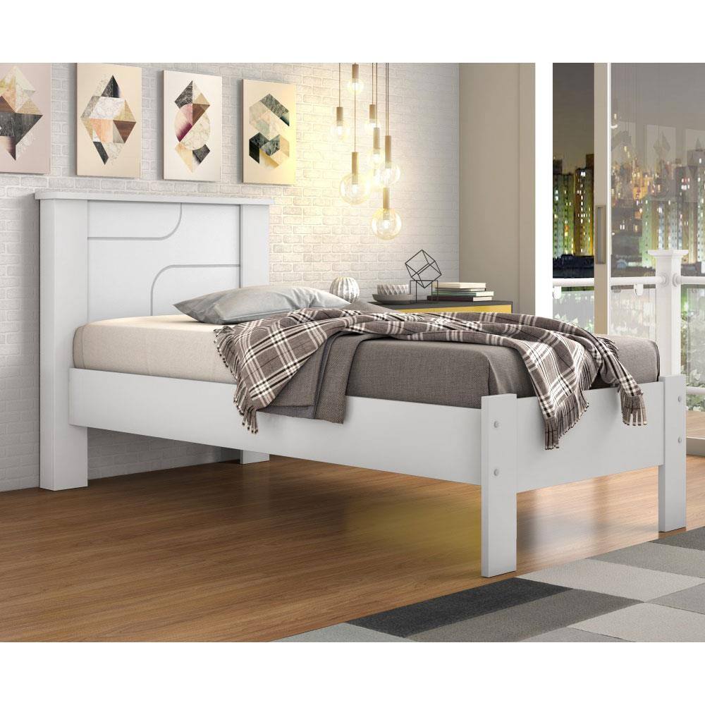 Cama de Solteiro Conquista Móveis Pérola com Cabeceira | Casas Bahia