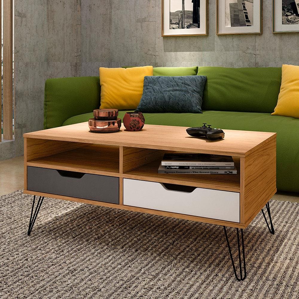 Mesa centro 1 gaveta corona original seconique madeira cor natural | Casas Bahia