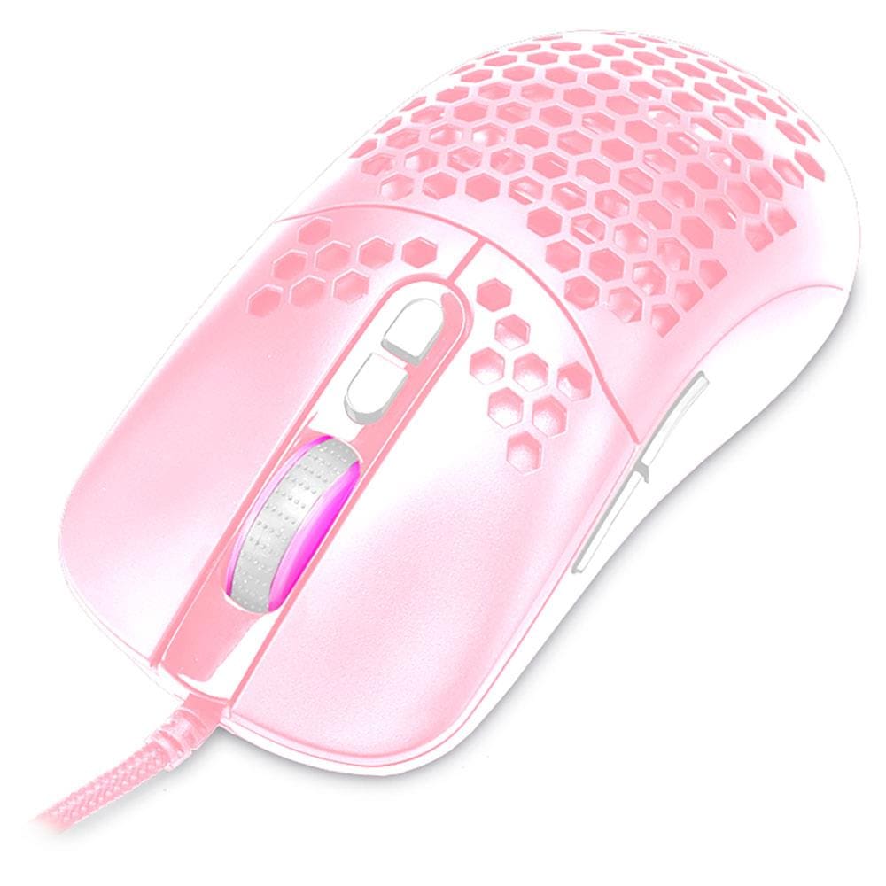 Mouse gamer com fio rosa | Casas Bahia